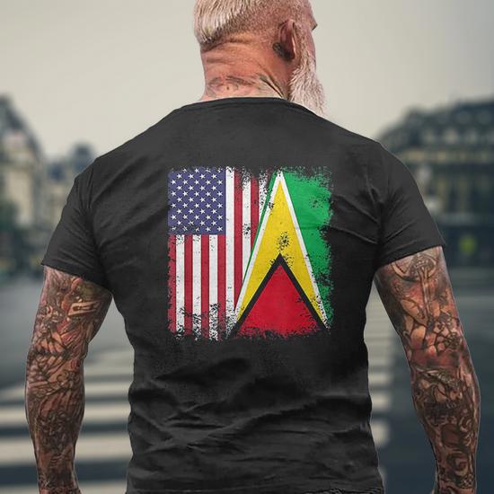 Guyana Flag Tattoos Half Guyanese Flag Vintage Guyana Usa T Shirt