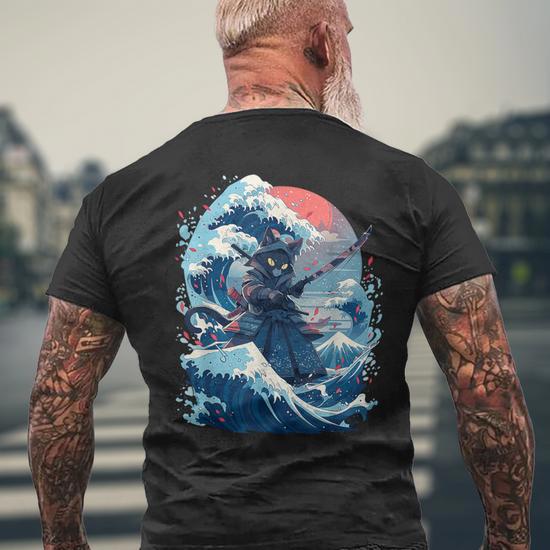 Ninja Back Tattoos Japanese Samurai Cat Tattoo Vintage Ninja Cat Men's