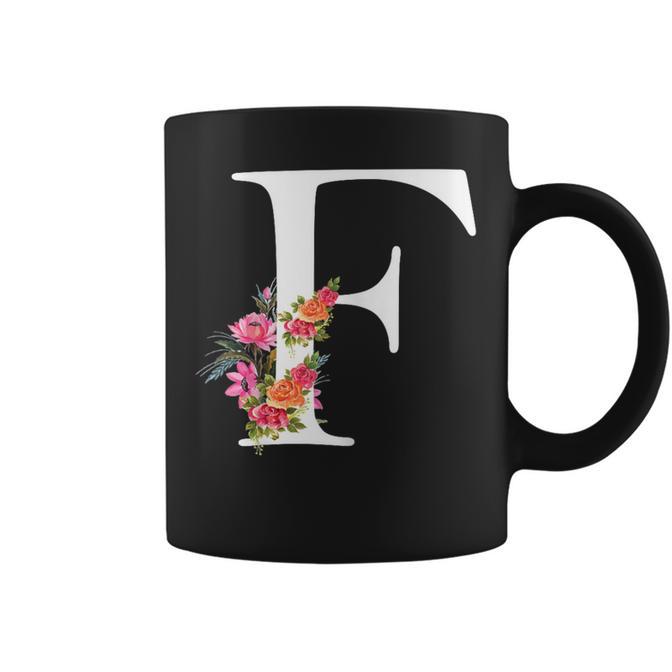 Letra Del Alfabeto – Nombre Inicial Letra F Flores Taza de café - Regaloses