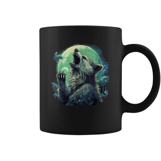 Motivo Animal Silueta Naturaleza Cara De Lobo Lobo Taza de café - Regaloses