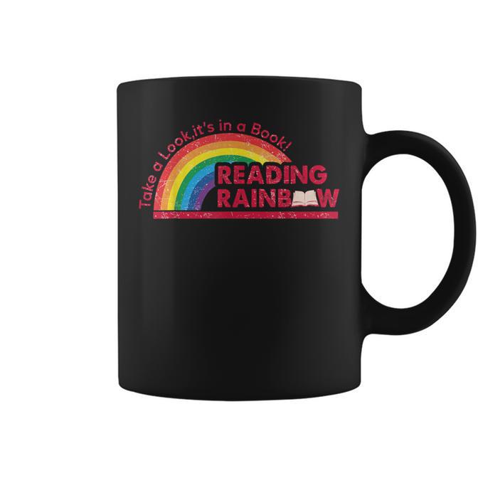 Take A Look It's In A Book Reading Book Vintage Rainbow Coffee Mug | Mazezy