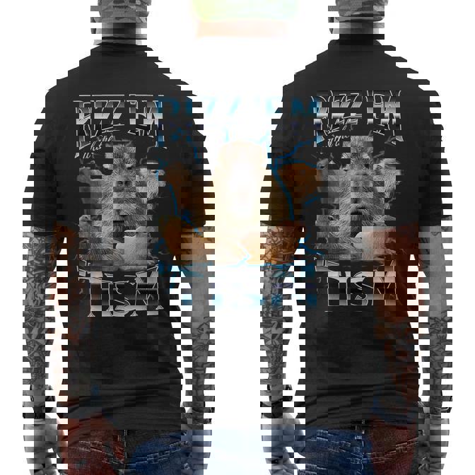 Autism Rizz Em With The Tism Meme Autistic Opossum Men's T-shirt Back ...