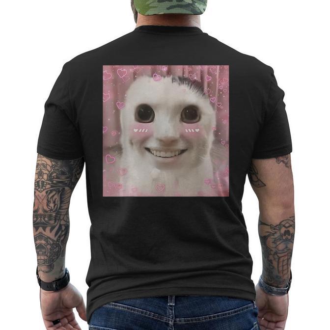 I Eat Cement Cursed Cat Meme Ironic Unhinged Men's T-shirt Back Print ...