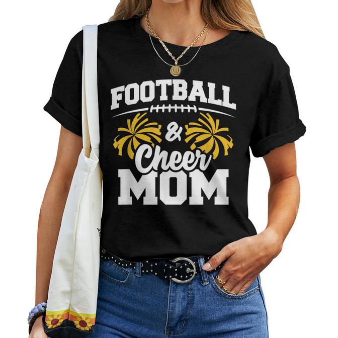 Football And Cheer Mom Cheerleading Mother Football Women T-shirt | Mazezy