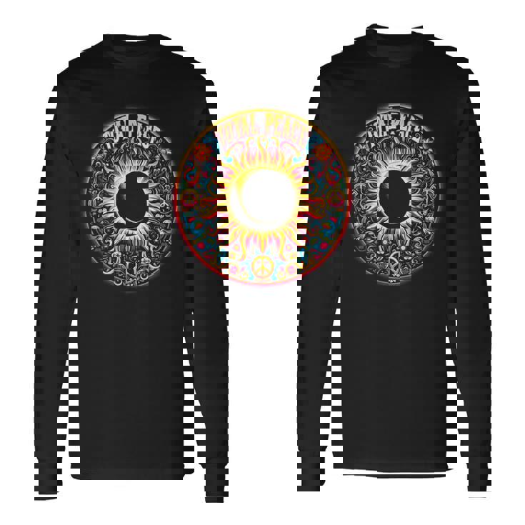 Groovy Hippy Total Solar Eclipse 2024 Total Peace Long Sleeve T-Shirt ...
