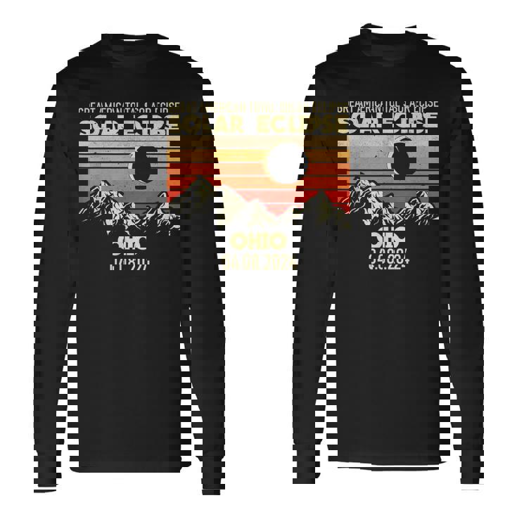 Ohio Total Solar Eclipse April 08 2024 Long Sleeve T-Shirt | Mazezy