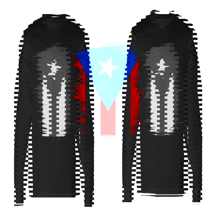 Puerto Rican Flag Puerto Rico Boricua Brush Stroke Pride Long Sleeve T ...