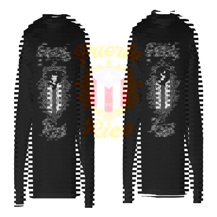 Puerto Rico Emblem Boricua Flag Puerto Rican Pride Long Sleeve T-Shirt ...