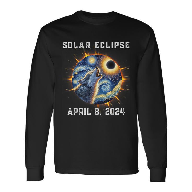 Wolf Fans Totality Solar Eclipse 2024 Wolf Howling Eclipse T-Shirt | Mazezy