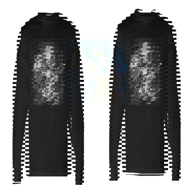 Wolf Ripping Werewolf Alpha Wolf Oddly Meme Long Sleeve T-Shirt | Mazezy