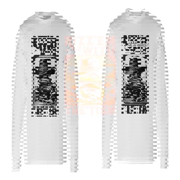 Autism Rizz Em With The Tism Meme Autistic Frog Cowboy Long Sleeve T ...