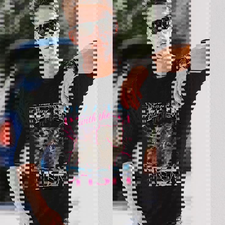 Autism Rizz Em With The Tism Meme Autistic Racoon Long Sleeve T-Shirt ...