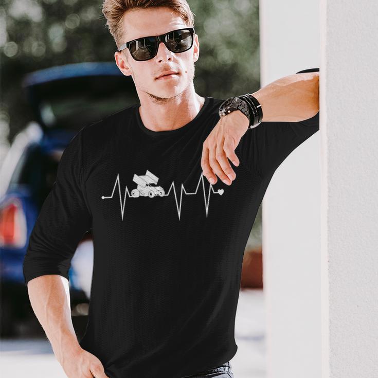 Sprint Car Racing Racer Heartbeat Heart Pulse Rate Ekg Long Sleeve T ...