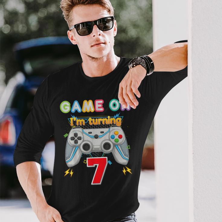Game On I'm Turning 7 Years Old 7Th Birthday Gamer Kid Boy Long Sleeve ...