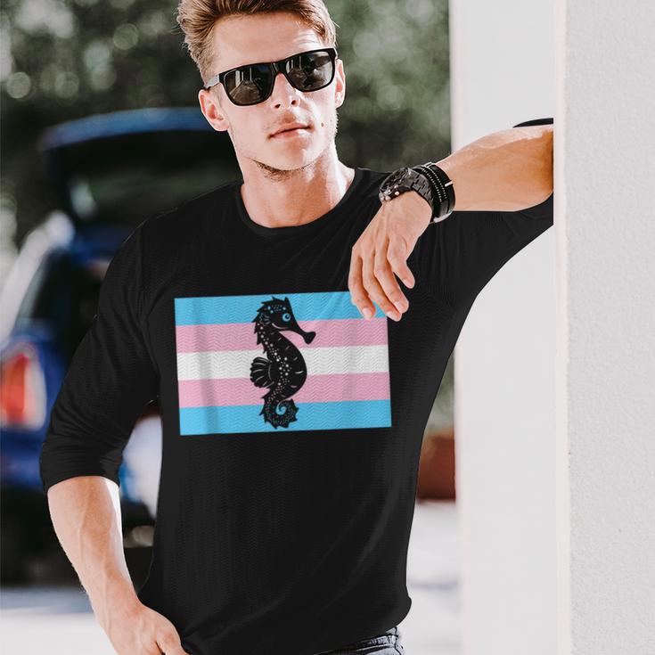 Seahorse Dad Pregnant Trans Man Long Sleeve T-Shirt | Mazezy