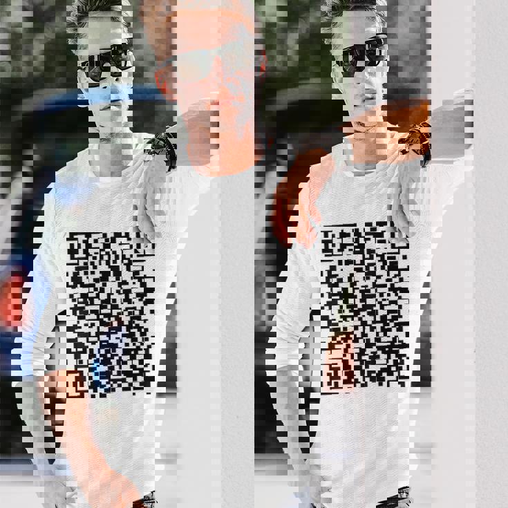 Unique Qr-Code With Humorous Hidden Message Long Sleeve T-Shirt | Mazezy