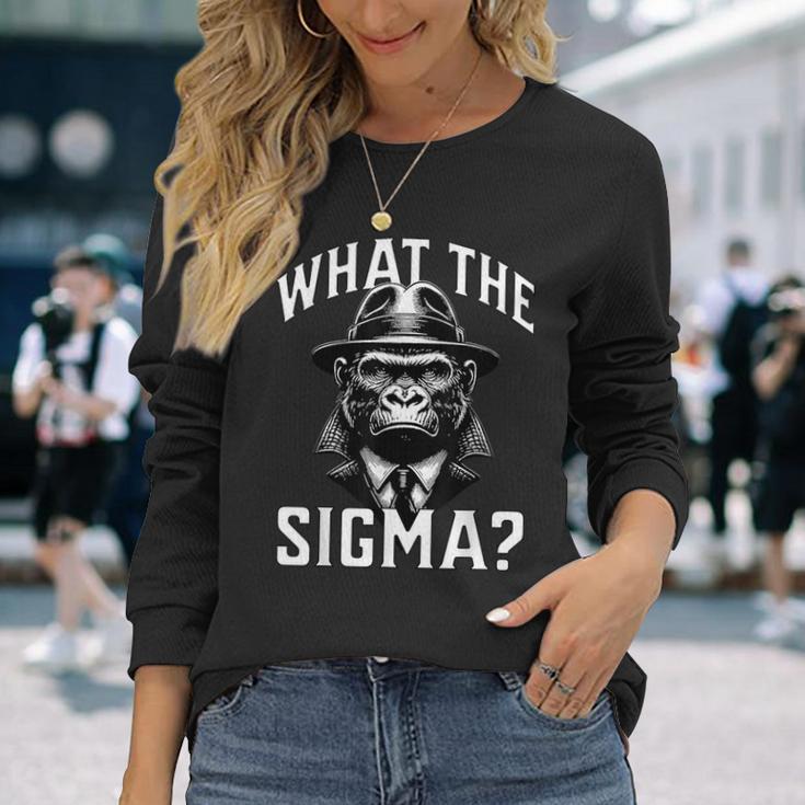 What The Sigma Ironic Meme Brainrot Quote Long Sleeve T-Shirt - Seseable