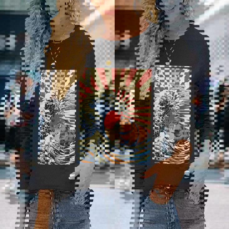 The Great Wave Off Kanagawa Capybara Capyzilla Monster Long Sleeve T ...