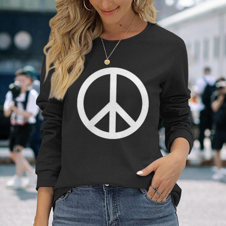 Peace Sign Hippie Symbol On Chest Pocket Long Sleeve T-Shirt - Monsterry