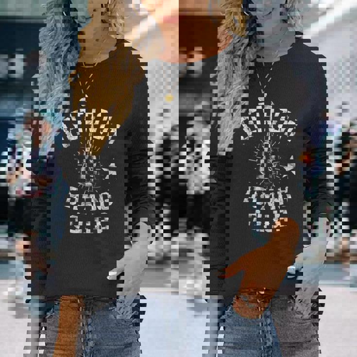 Retro Detroit Boxing Club Vintage Distressed Boxer Long Sleeve T-Shirt ...