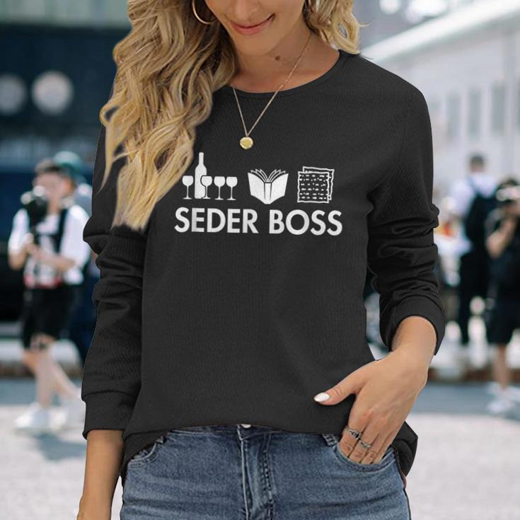 Seder Boss Jewish Passover Leader Matzah Matzo Long Sleeve T-Shirt ...