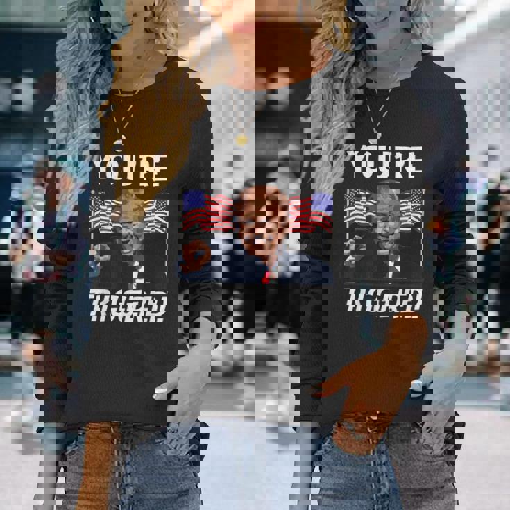 You're Triggered Donald Trump Meme Safe Space Flag Long Sleeve T-Shirt ...