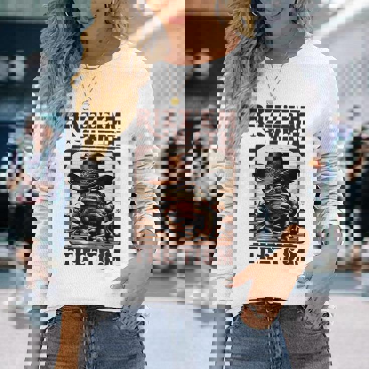 Autism Rizz Em With The Tism Meme Autistic Frog Cowboy Long Sleeve T ...