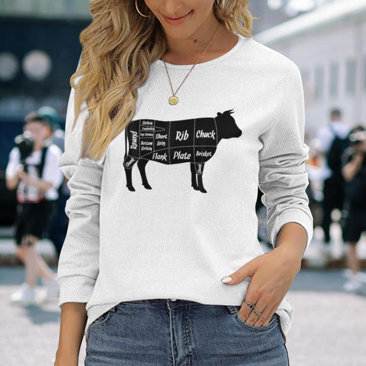Beef Butcher Cow Cuts Diagram Long Sleeve T-Shirt - Monsterry AU