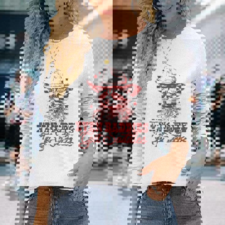 Even Baddies Get Saddies Cowboy Raccoon Meme Western Long Sleeve T ...