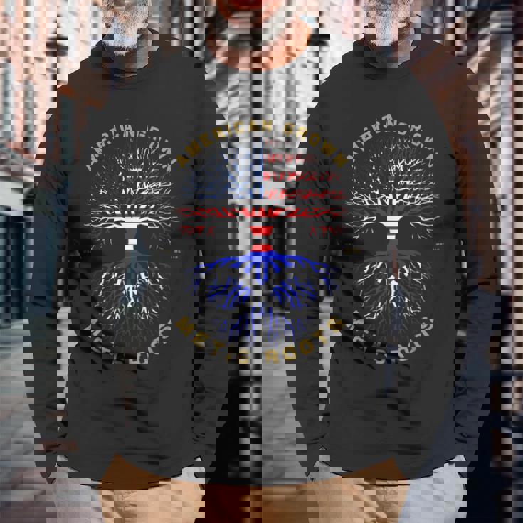 American Grown With Metis Roots Tree Usa Flag Unique Long Sleeve T ...