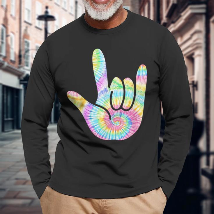 Asl I Love You Tie Dye Sign Language Long Sleeve T-Shirt | Mazezy