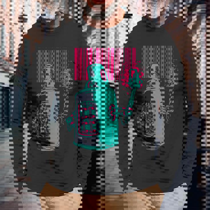 Edm Techno Graffiti Robot Dance Rave Music Festival Long Sleeve T-Shirt ...