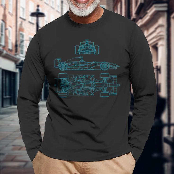 Formula Racecar Schematic Racing Formula Racecar Driver Long Sleeve T-Shirt - Monsterry