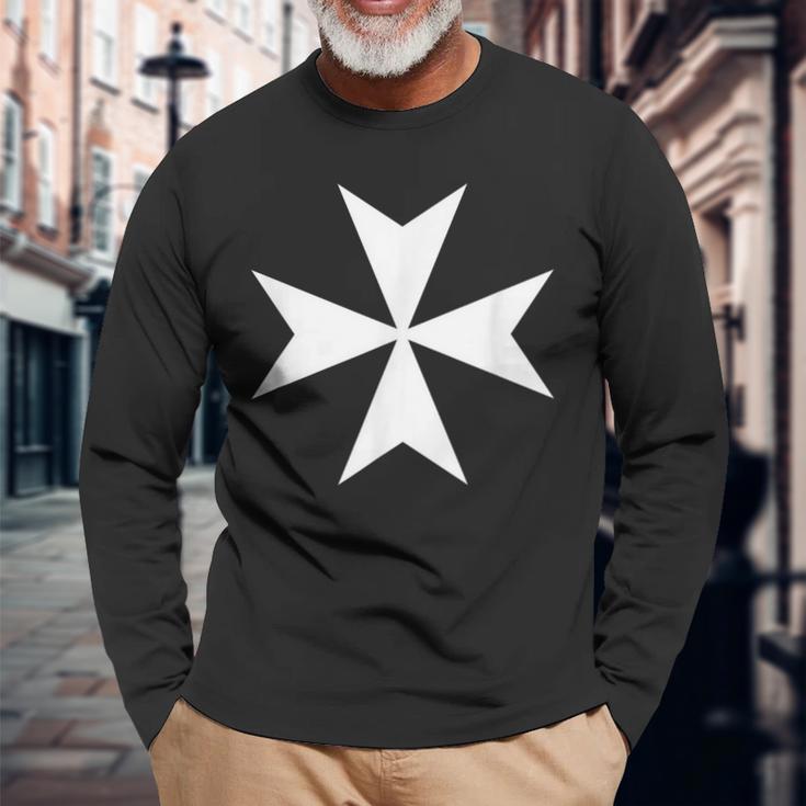 Maltese Knights Hospitaller Cross Long Sleeve T-Shirt - Monsterry