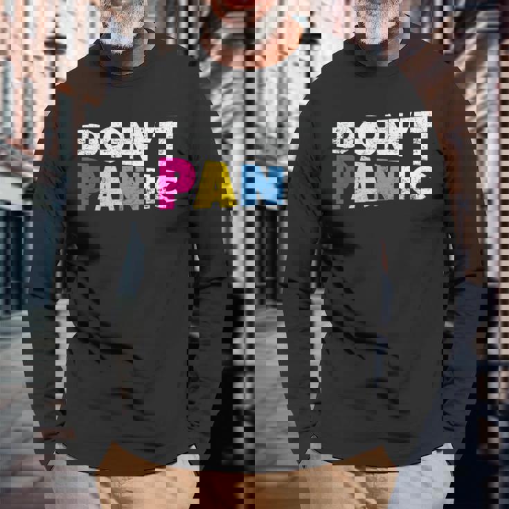 Pan Pride Lgbtq Dont Panic Pansexual Subtle Pride Flag Long Sleeve T ...