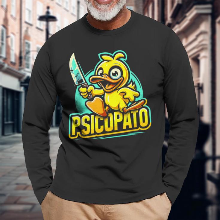 Psicopato El Pato Psicópata Ilustración Divertida Camiseta de manga ...
