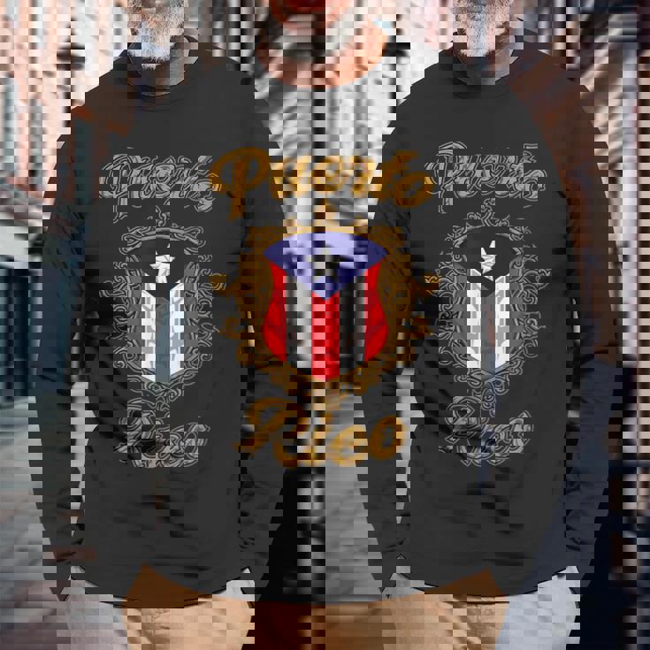 Puerto Rico Emblem Boricua Flag Puerto Rican Pride Long Sleeve T-Shirt ...