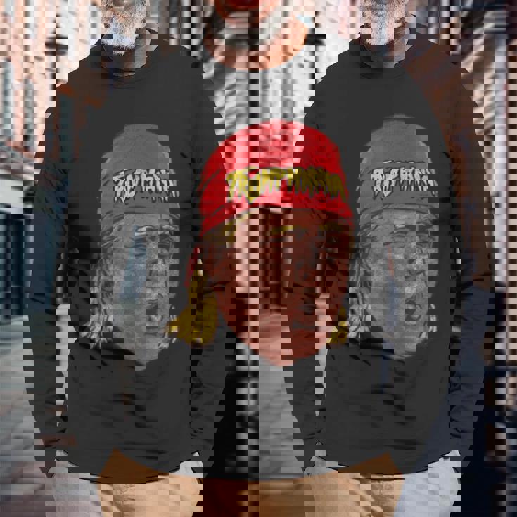 Trumpmania Old School Wrestling Trump Lover Long Sleeve T-Shirt - Monsterry