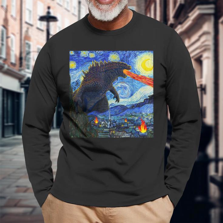 Vintage Japanese Monster Kaiju In Van Gogh Starry Night Long Sleeve T ...