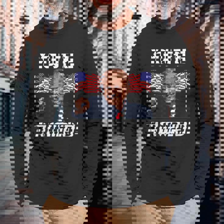 You're Triggered Donald Trump Meme Safe Space Flag Long Sleeve T-Shirt ...