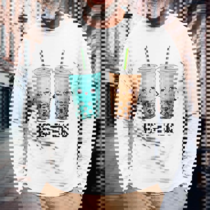 Bes Teas Besties Boba Tea Bubble Tea Kawaii Best Friend Pun Long Sleeve ...