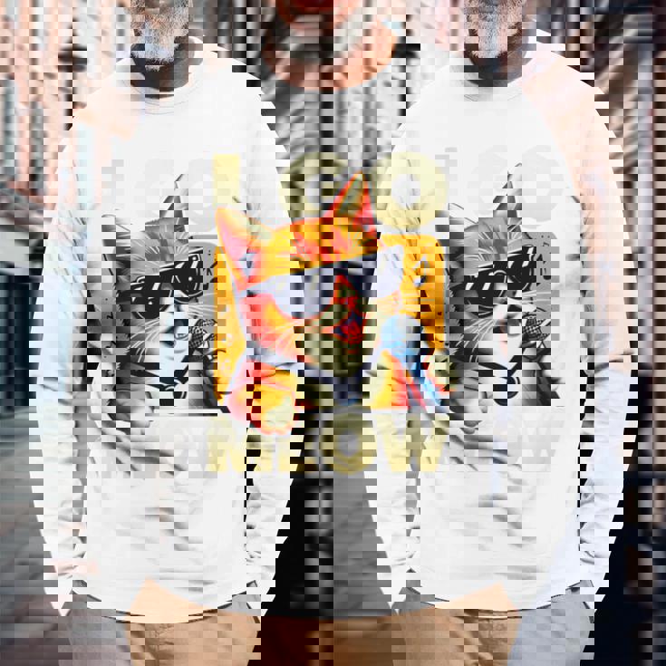 I Go Meow Singing Cat Meme Cat Lovers Cat Owner Long Sleeve T-Shirt ...