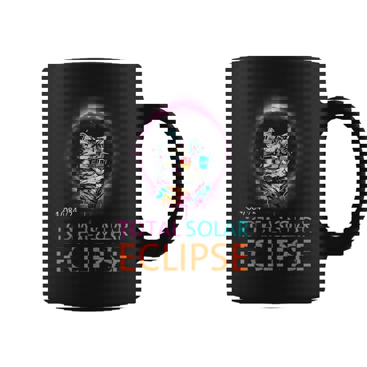 2024 Total Solar Eclipse Cat Wearing Solar Eclipse Glasses Coffee Mug ...