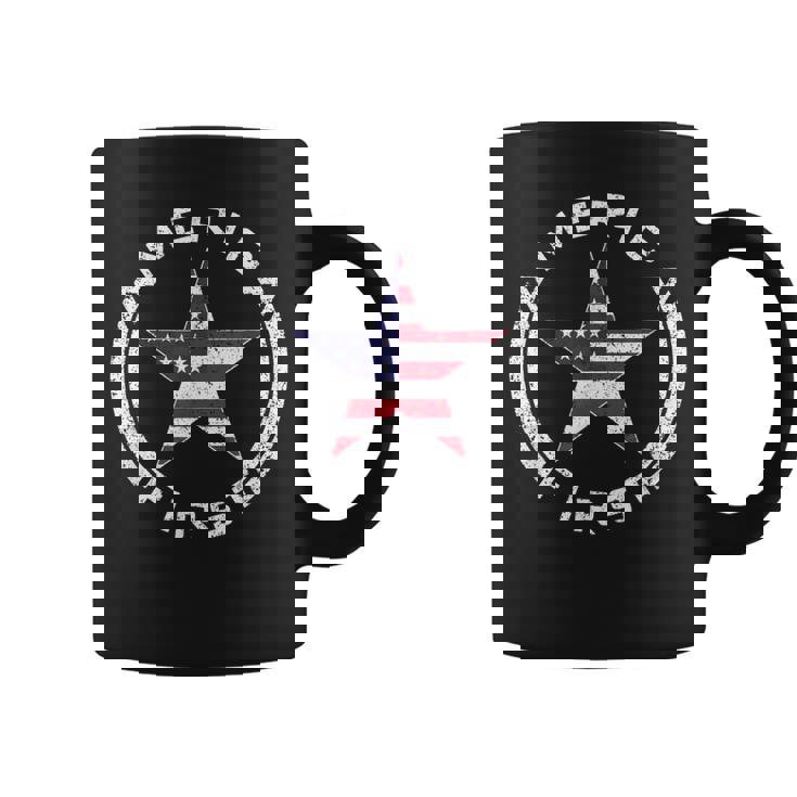 America First Usa Flag American Star Roundel Patriot Coffee Mug - Monsterry