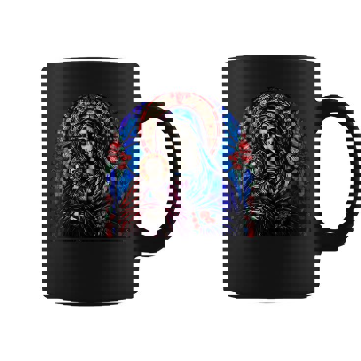 Blessed Virgin Mary And Jesus Stained Glass Religious Coffee Mug ...