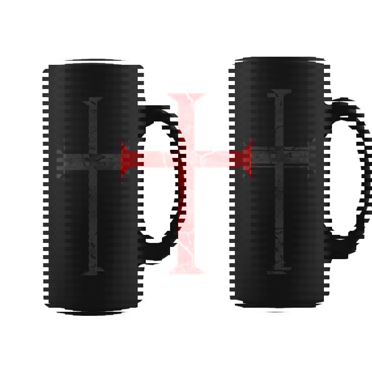 Distressed Deus Vult Knights Templar Cross Crusader Coffee Mug - Monsterry