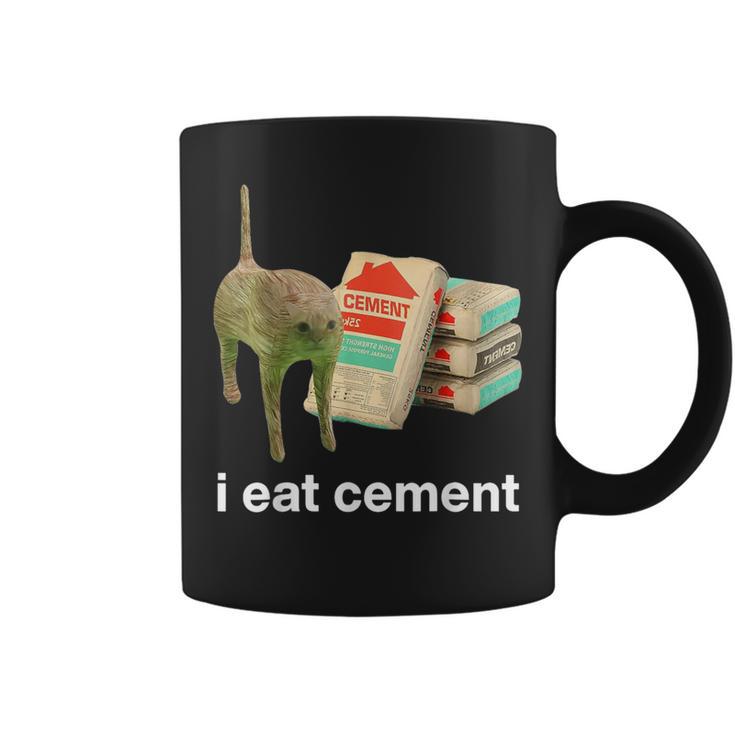 I Eat Cement Cursed Cat Meme Ironic Unhinged Men's T-shirt Back Print ...
