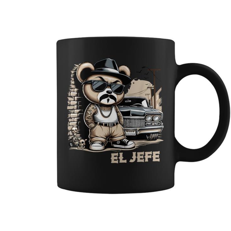 El Jefe Hip Hop Teddy Bear Lowrider Chicano Cholo Coffee Mug - Monsterry