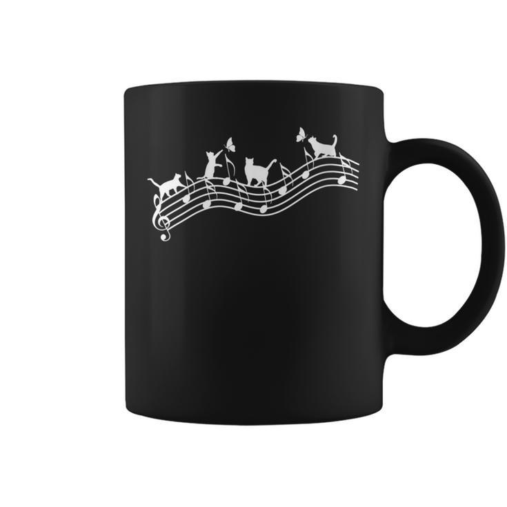 Gatos Gatitos Música Y Pentagramas Gatos Musicales Cuello Taza de café ...