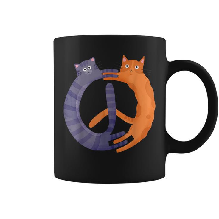 Gatos Signo De Paz Hippie 70S & 80S Gato Símbolo De Paz Taza de café ...